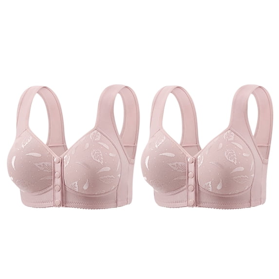 Ailaofu 2 Pack Women's Plus Size Wireless Bra Front Closure Seamless ...