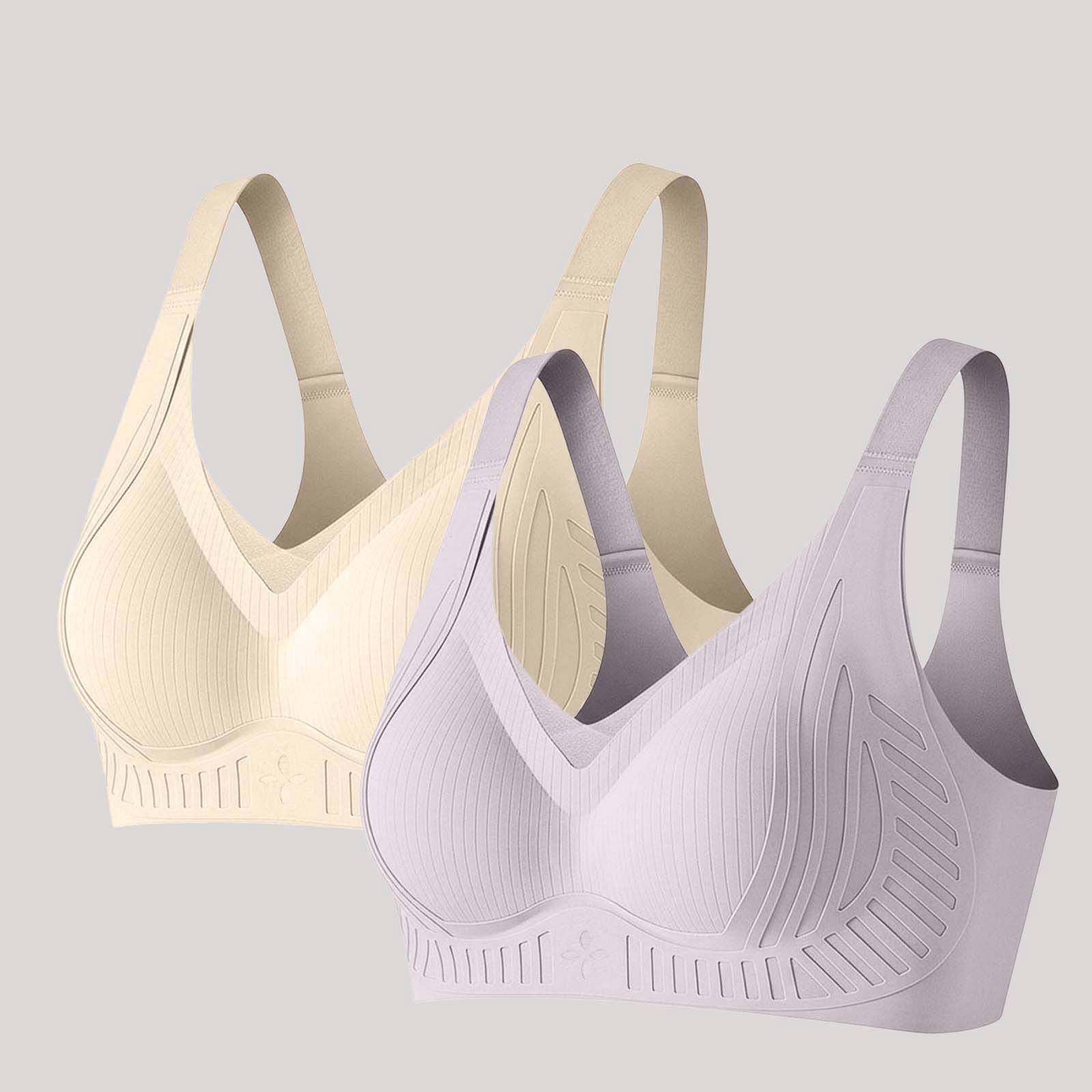 Ailaofu 2 Pack Women's Solid Color Push Up Bra Seamless Lift Support ...