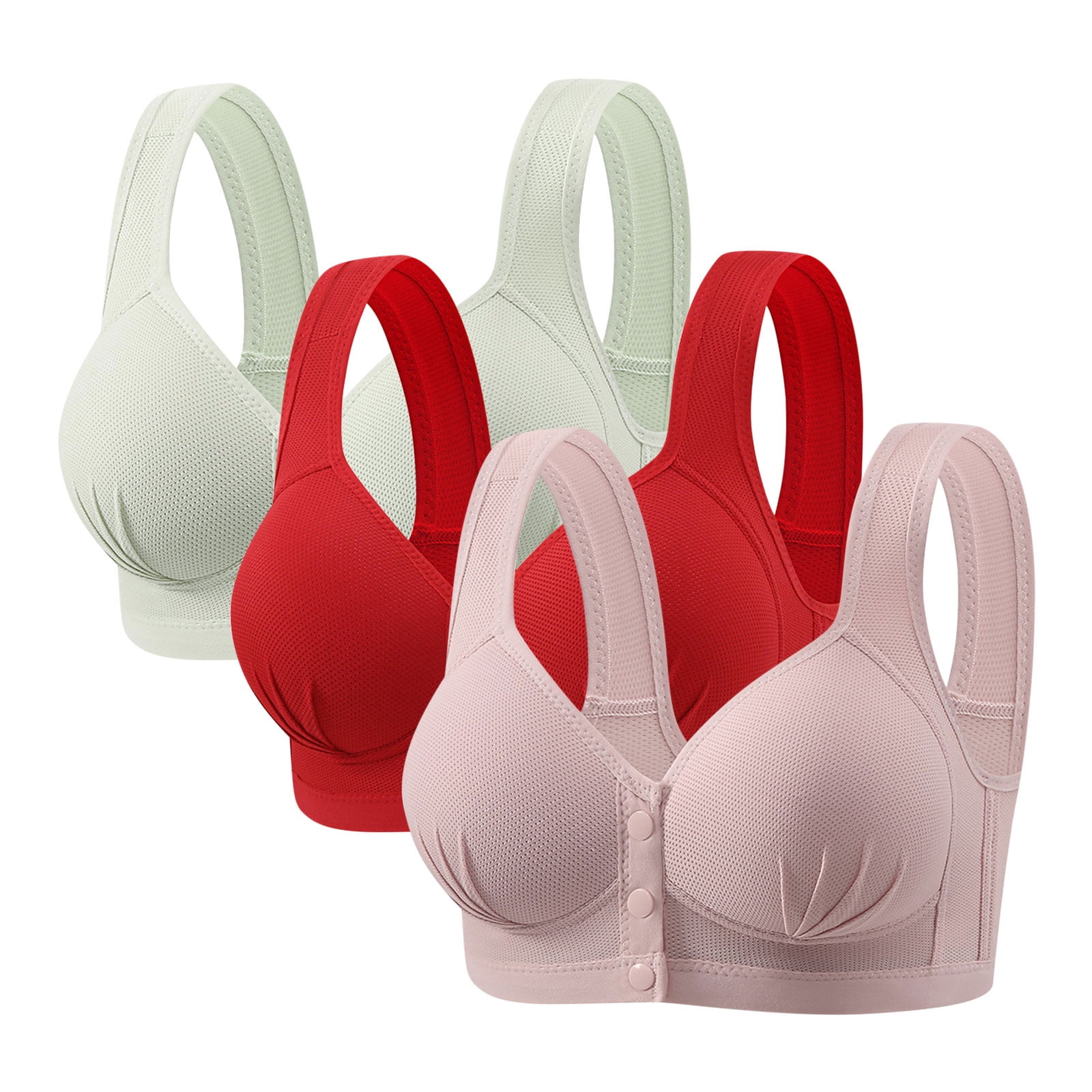Ailaofu 3 Pack Bras for Older Women Seniors Front Closure Bralettes ...