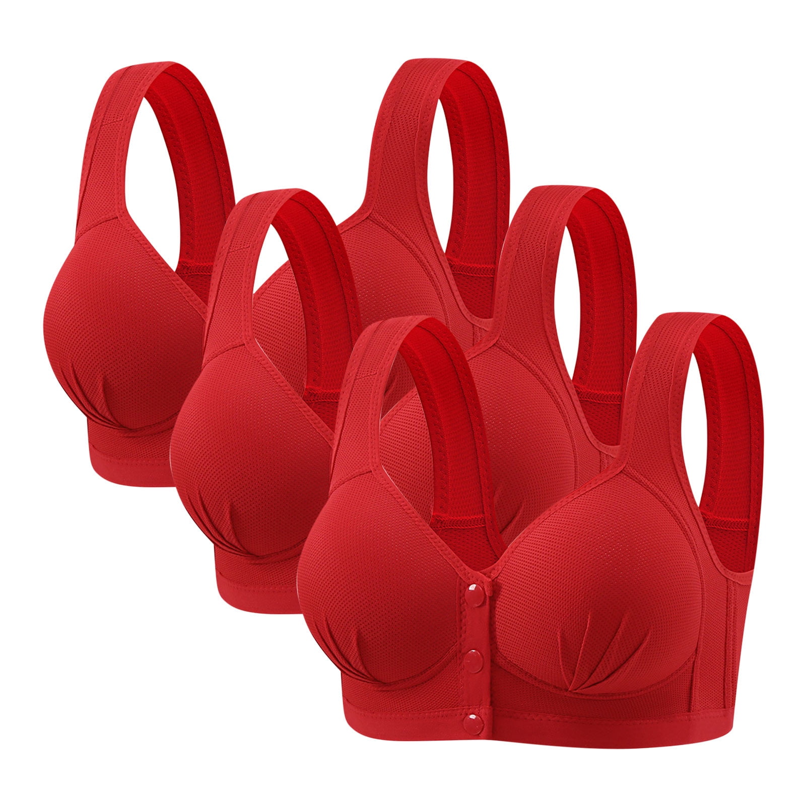 Ailaofu 3 Pack Bras for Older Women Seniors Front Closure Bralettes ...