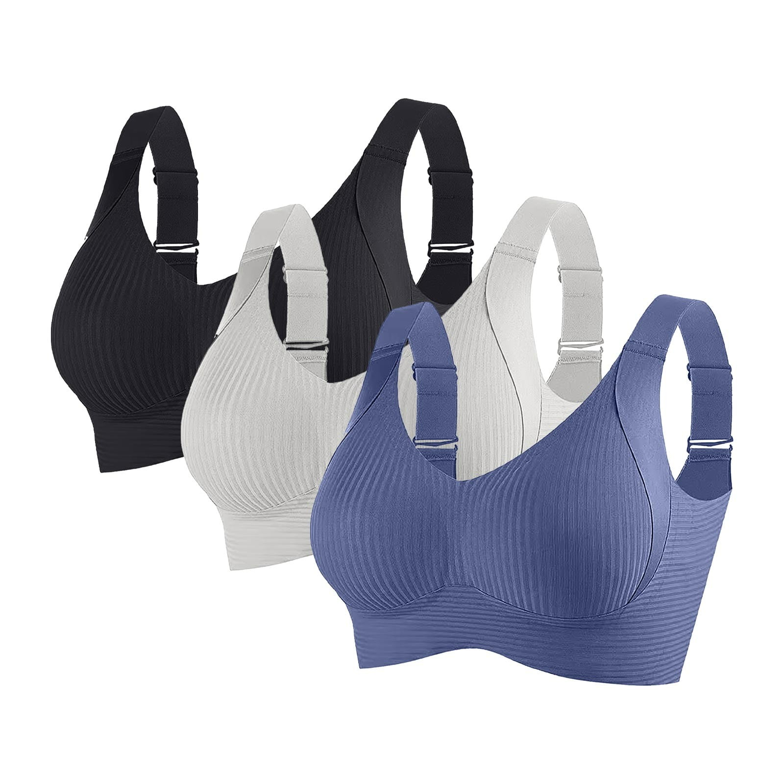 Ailaofu 3 Pack Seamless Wirefree Sports Bra for Women Adjustable ...