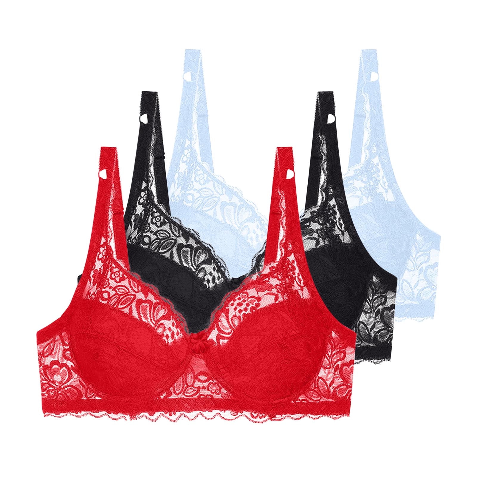 Ailaofu 3 Pack Women's Plus Size Underwire Bra Full Coverage Support ...