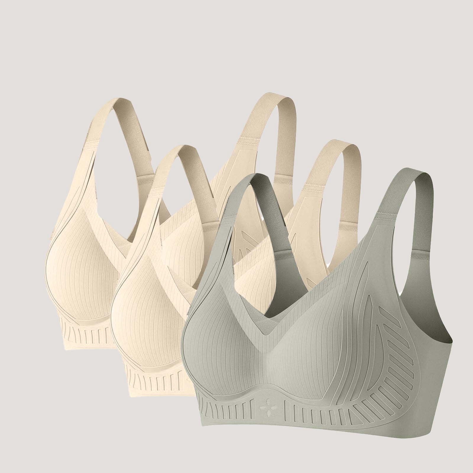 Ailaofu 3 Pack Women's Solid Color Push Up Bra Seamless Lift Support ...