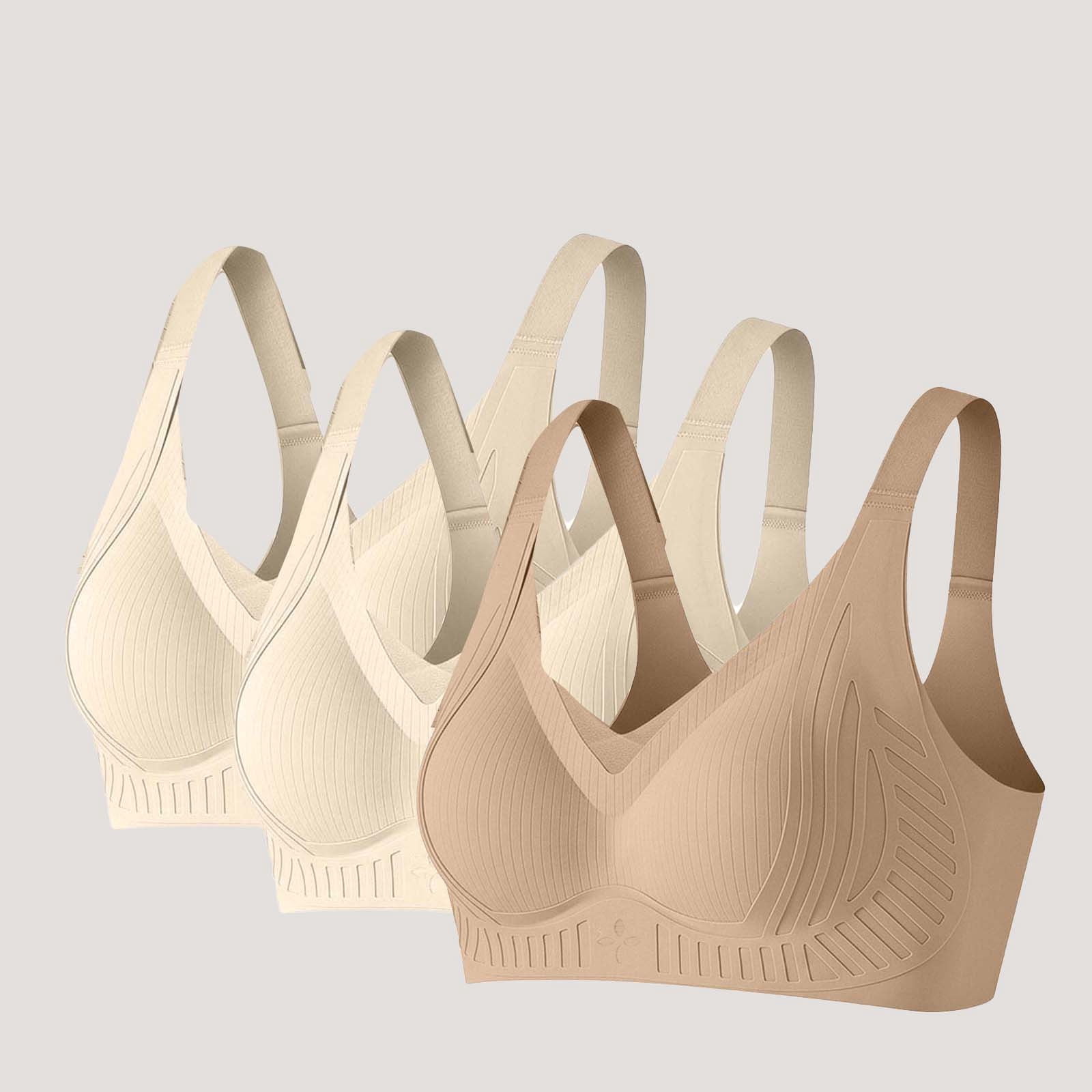 Ailaofu 3 Pack Women's Solid Color Push Up Bra Seamless Lift Support ...