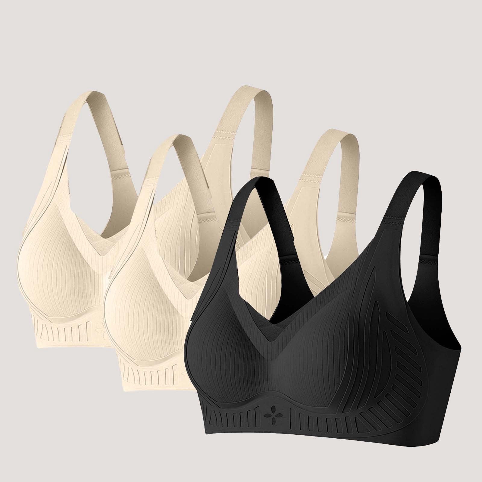 Ailaofu 3 Pack Women's Solid Color Push Up Bra Seamless Lift Support ...