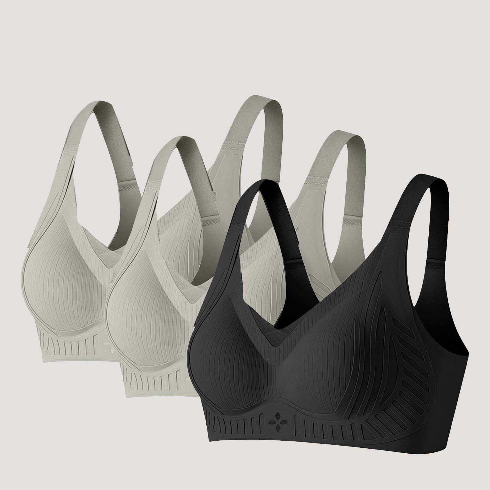 Ailaofu 3 Pack Women's Solid Color Push Up Bra Seamless Lift Support ...