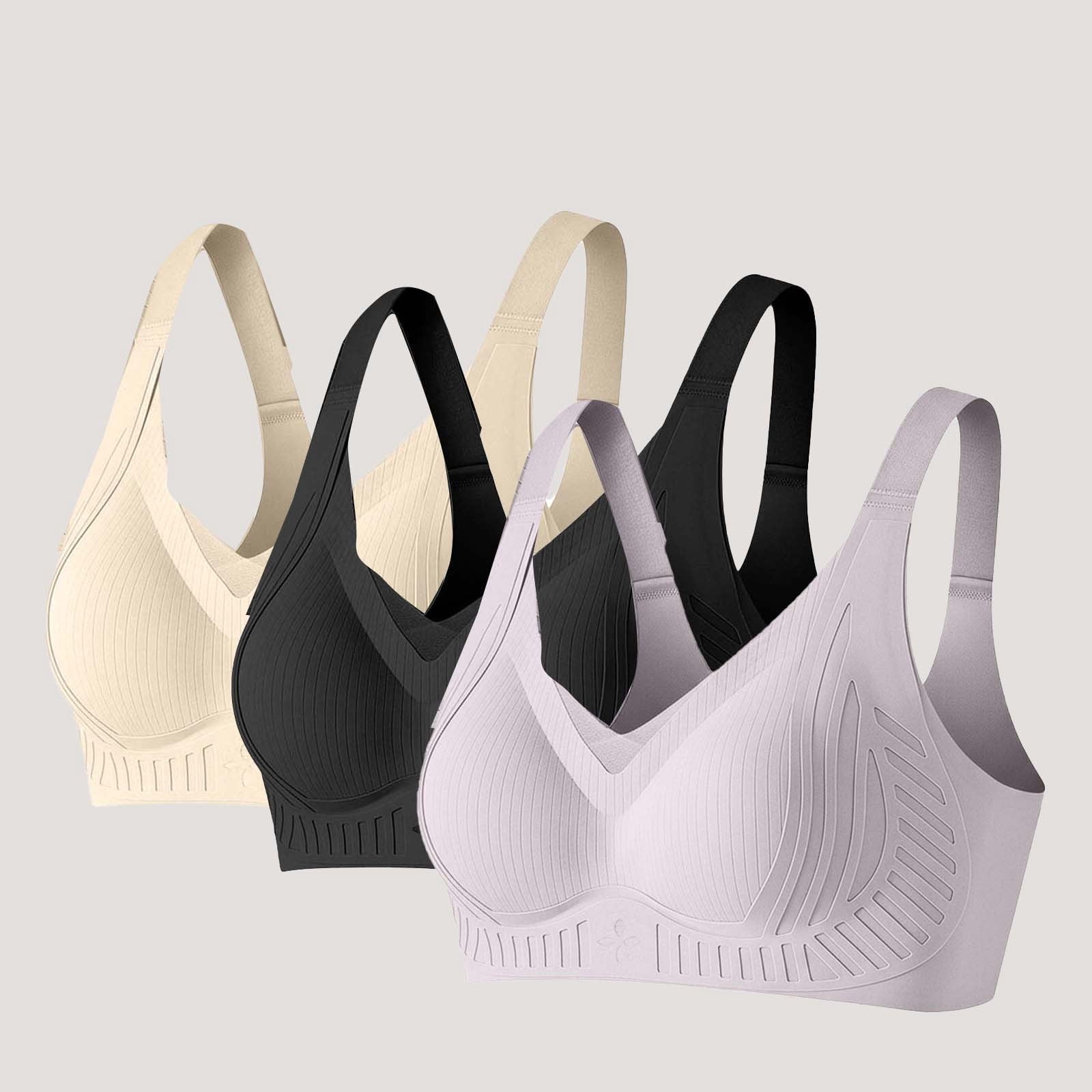 Ailaofu 3 Pack Women's Solid Color Push Up Bra Seamless Lift Support ...