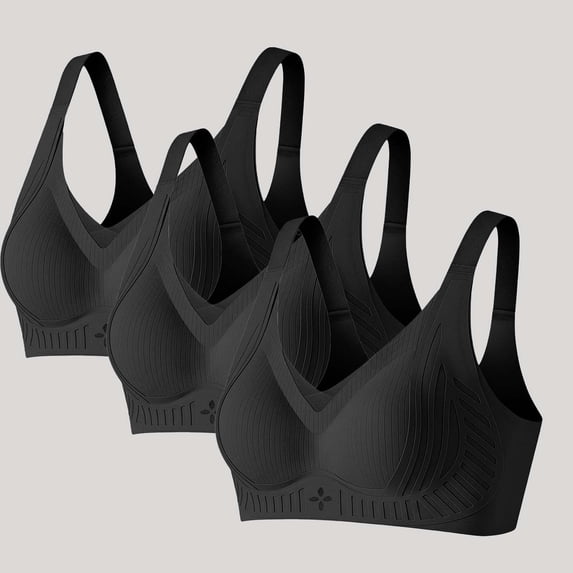 Ailaofu 3 Pack Women's Solid Color Push Up Bra Seamless Lift Support ...