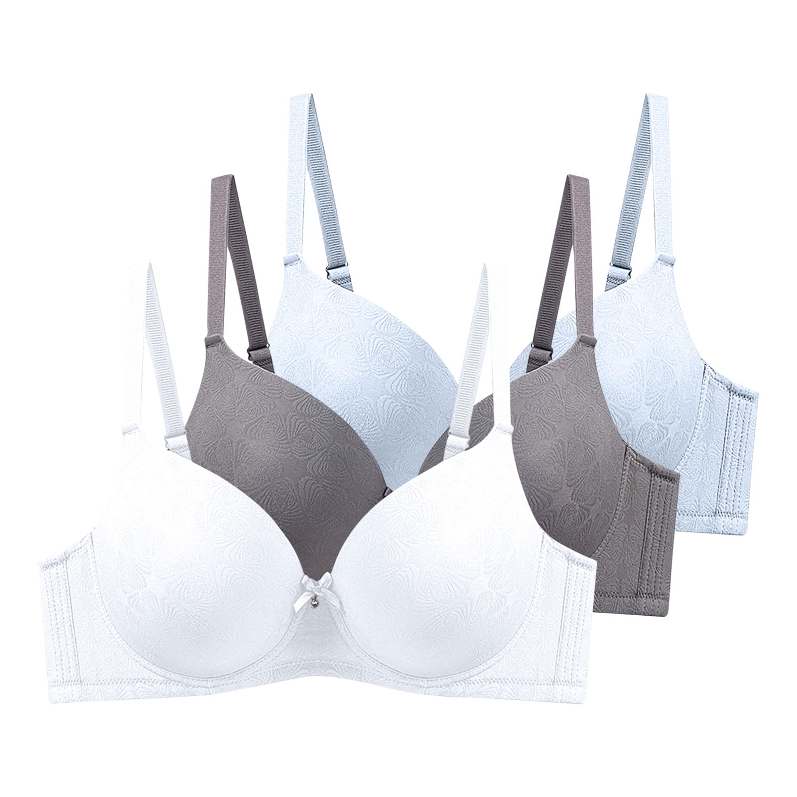 Ailaofu 3 Piece Women's Push Up Bras Ladies Everyday Bra Jacquard ...