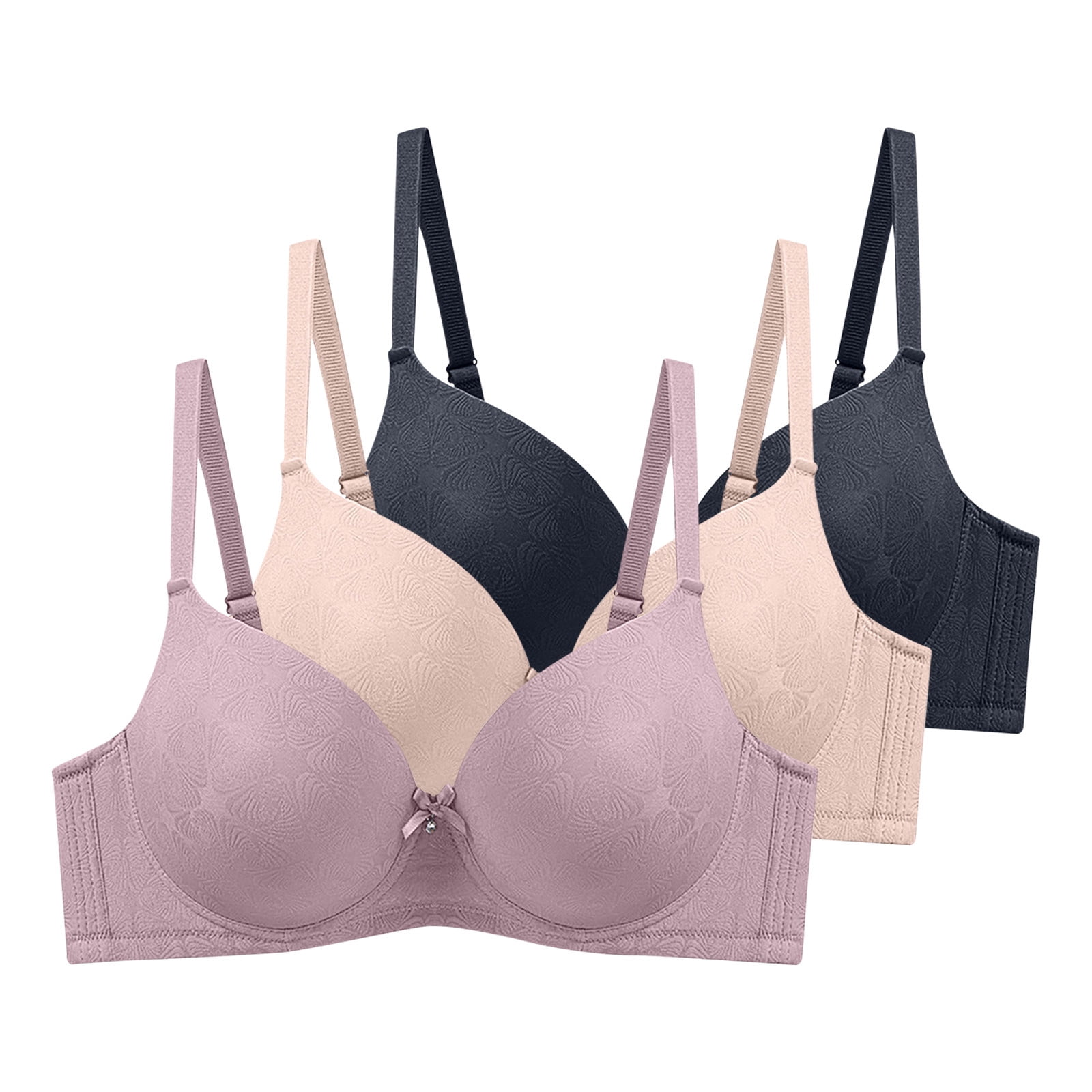 Ailaofu 3 Piece Women's Push Up Bras Ladies Everyday Bra Jacquard ...