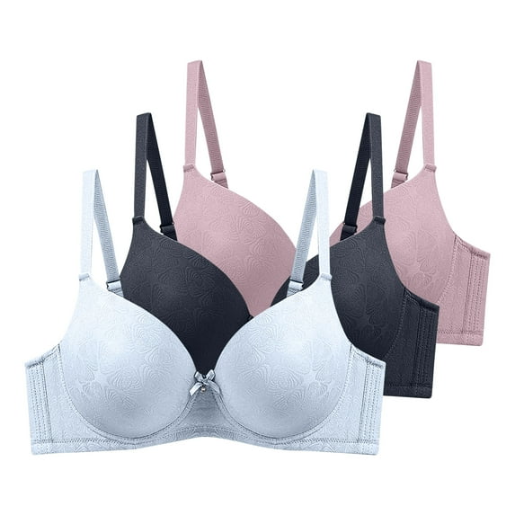 Ailaofu 3 Piece Women's Push Up Bras Ladies Everyday Bra Jacquard ...