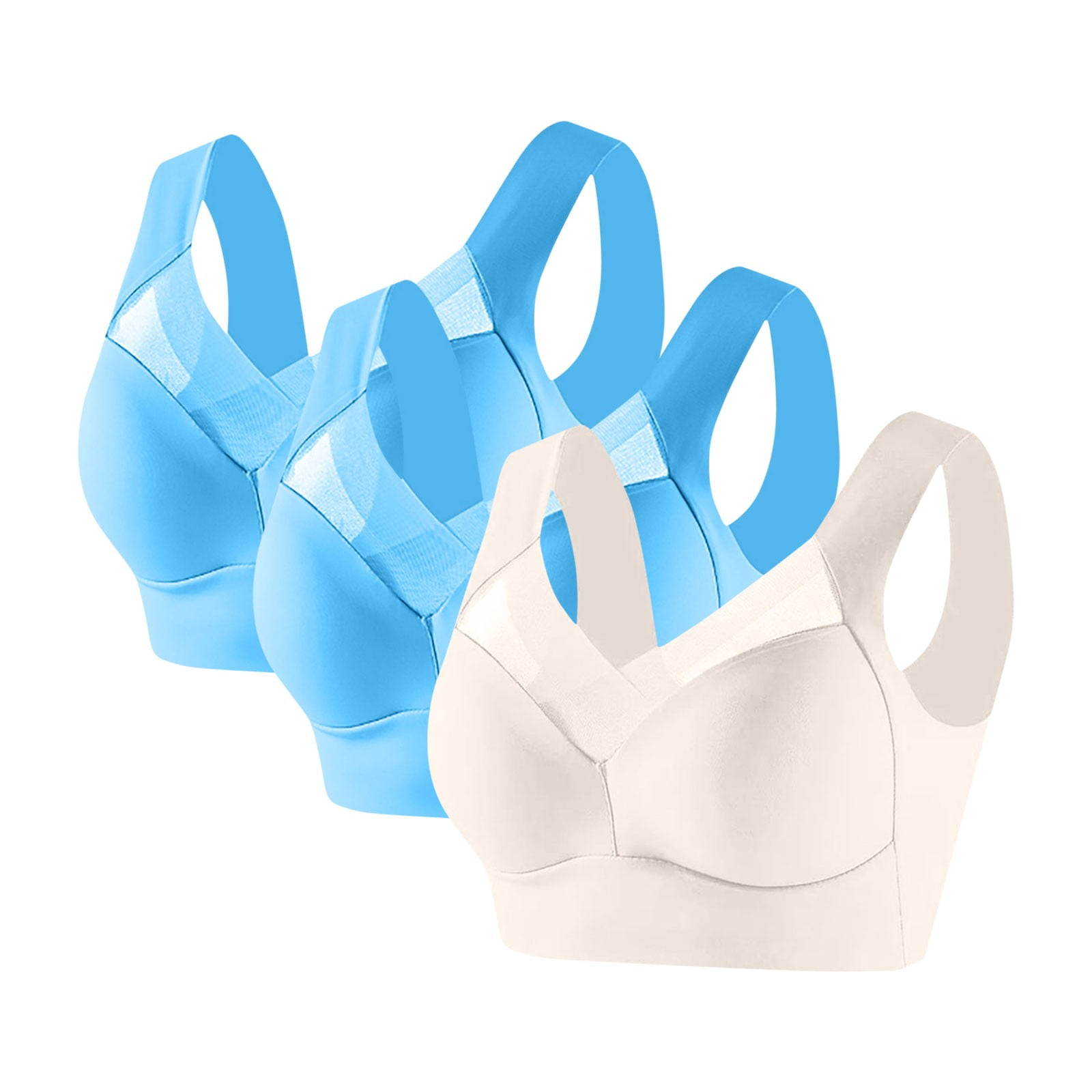 Ailaofu 3Pack Wirefree Bra, Front Button Closure, Soft Cotton Bra for ...