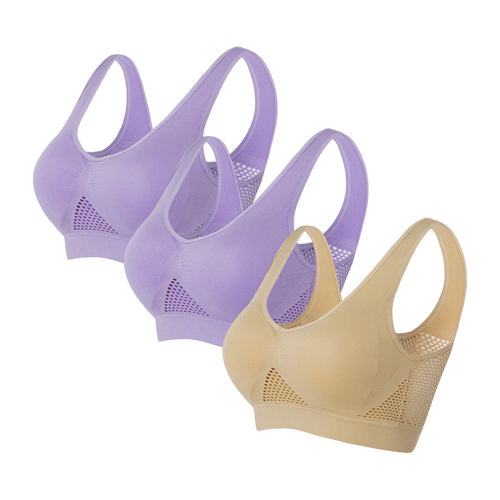 Ailaofu 3pcs Breathable Cool Liftup Air Bra,Padded Sports Bra for Women ...