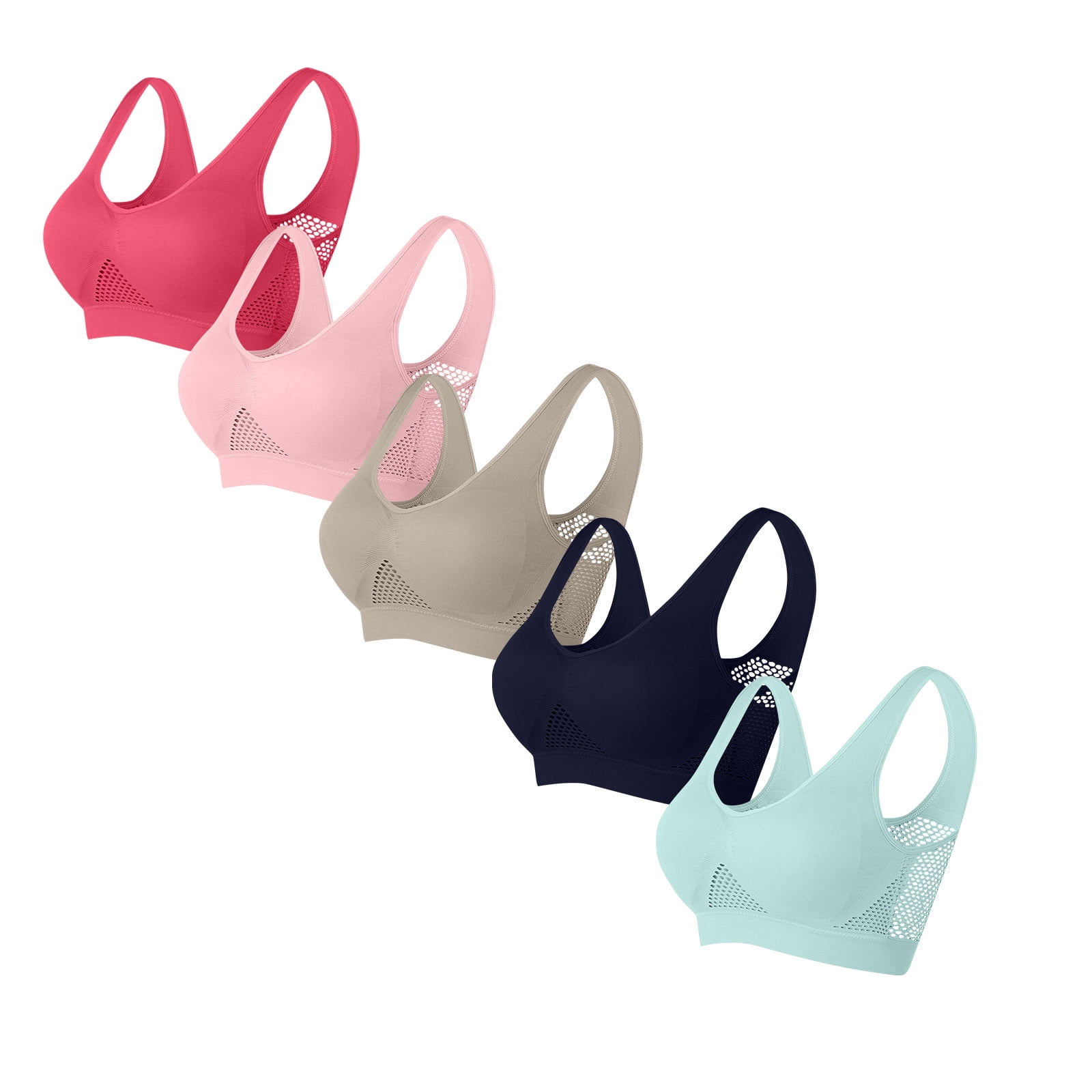 Ailaofu 5 Pcs Sports Bra for Women, No Underwire Wireless Bralette ...