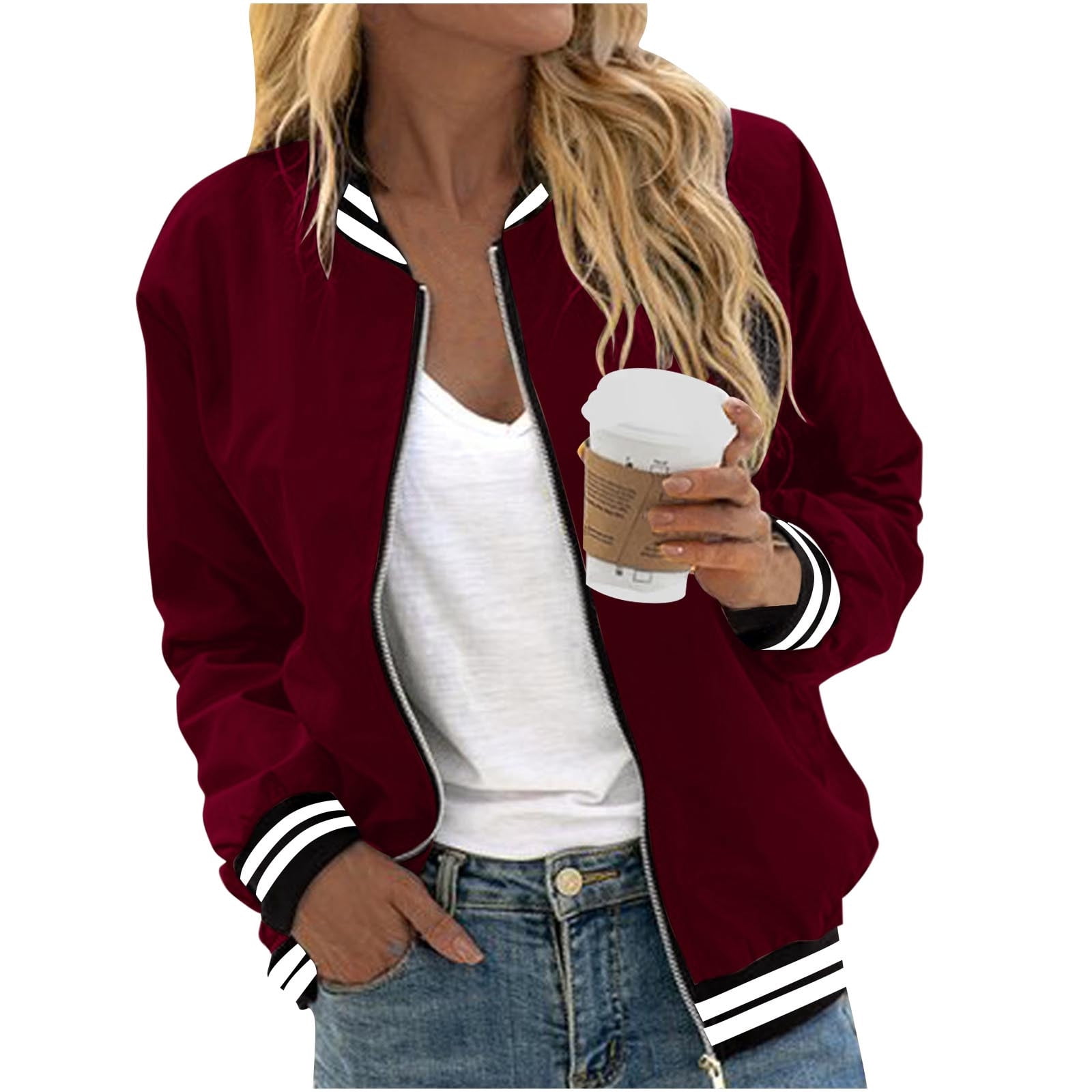 Ailaofu Bomber Jackets for Women Spring Fashion Cute Jacquard Coats ...