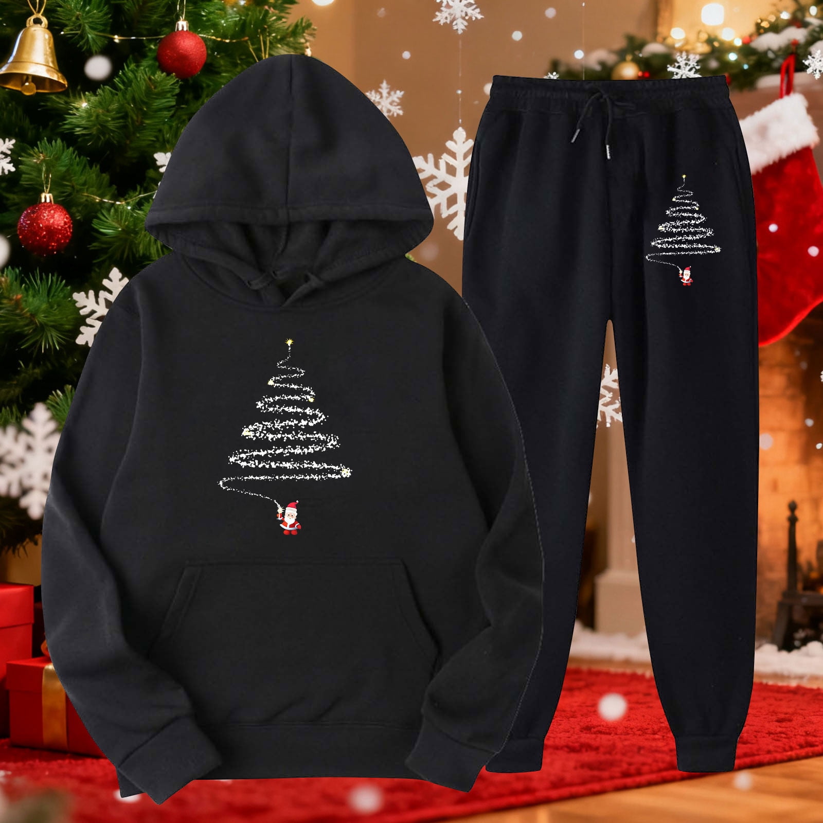 Ailaofu Christmas Sweat Suit for Women 2 Pieces Ugly Tree Hoodies ...