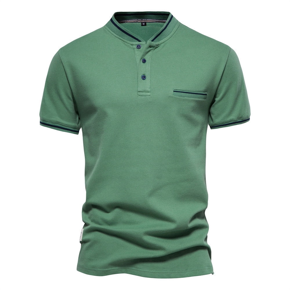 Ailaofu Men's Fashionable Solid V-neck Neck Bottom Shirt Blouses ...