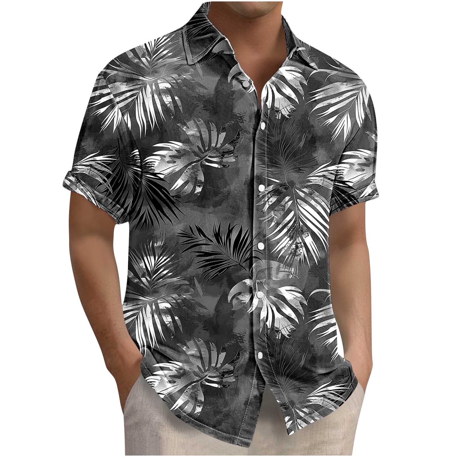 Ailaofu Men's Hawaiian Shirt Tops Vintage Short Sleeve Button Down ...