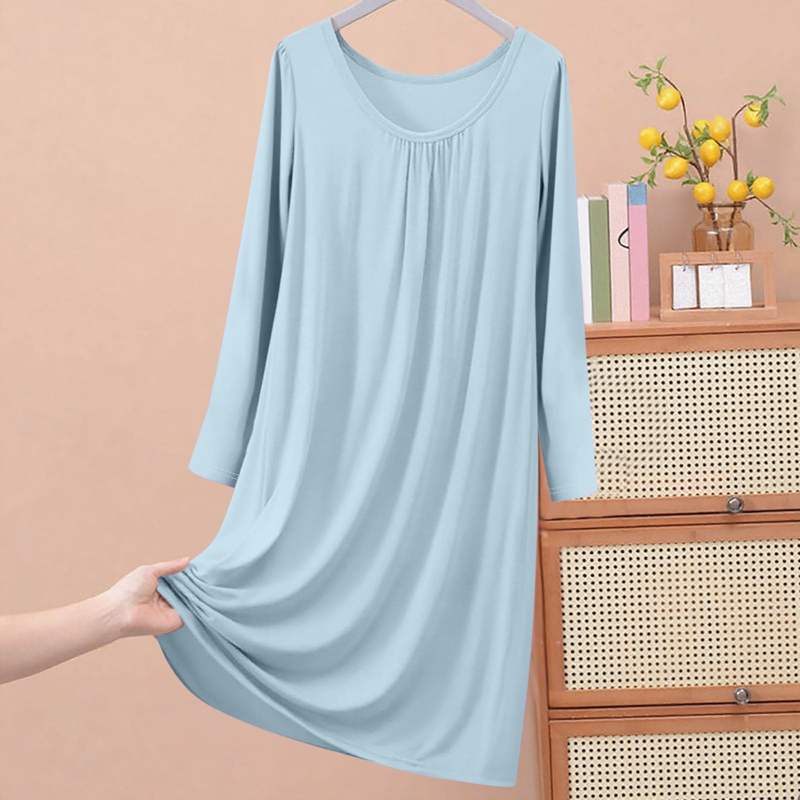 Ailaofu Short Sleeve Sleepshirt Women Modal Cotton Soft V Neck ...