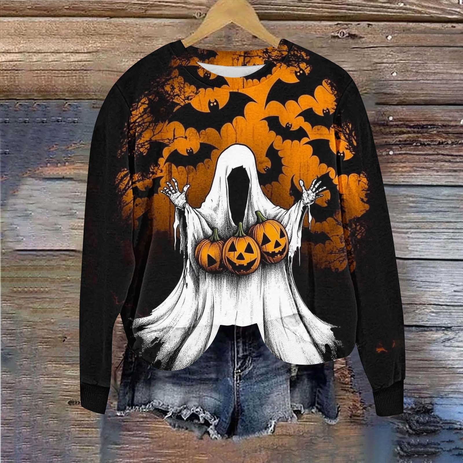 Ailaofu Spooky Season Sweatshirts Halloween Sweatshirt Women ...