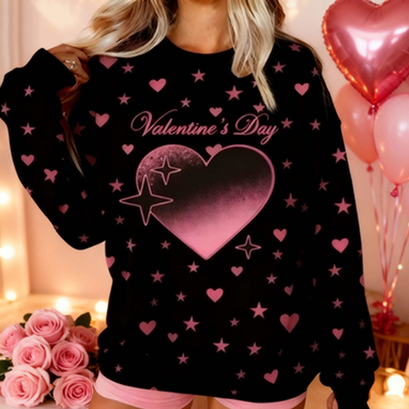 Ailaofu Valentine Sweater for Women Love Heart Sweatshirts Dating ...