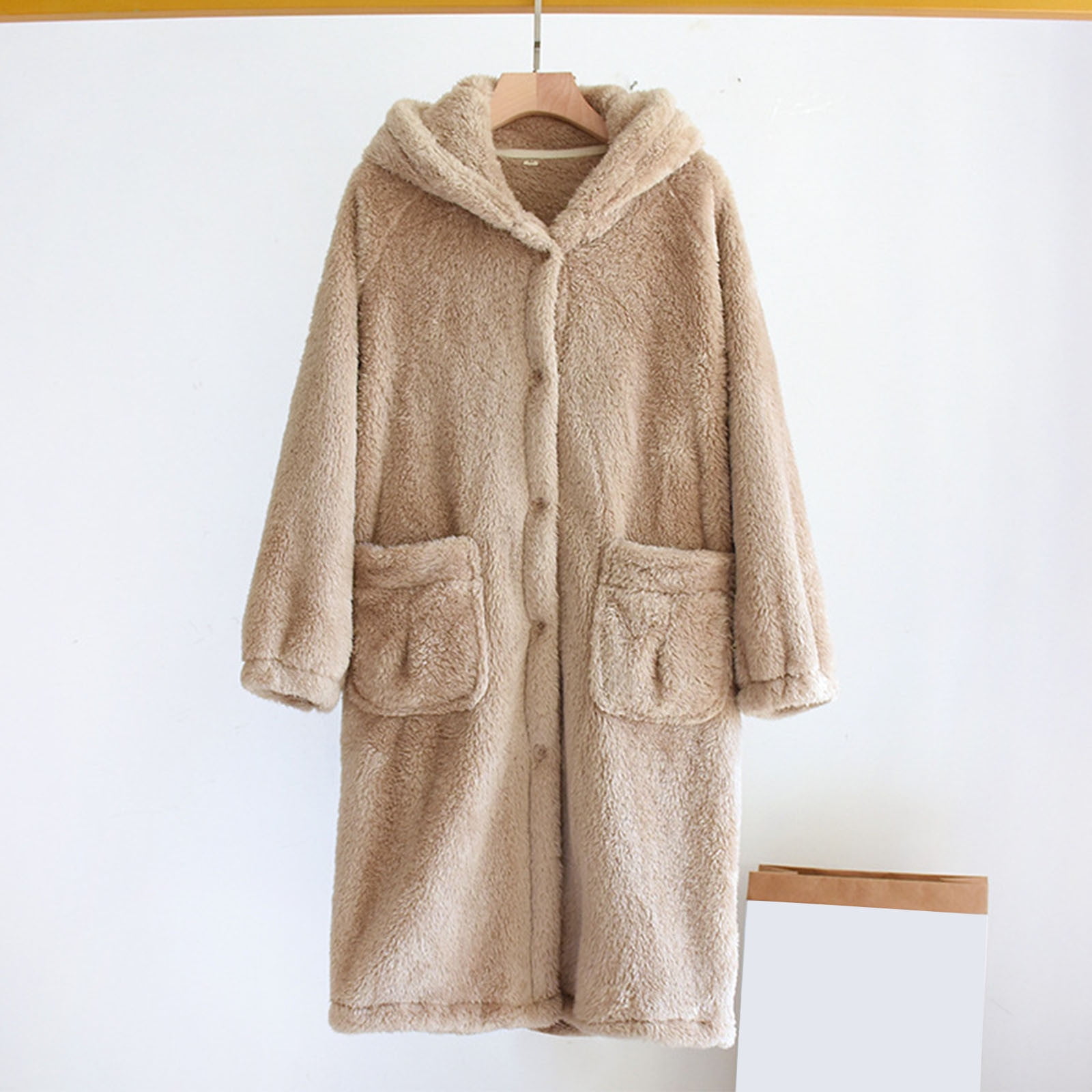 Ailaofu Warm Basic Robe for Women Fall Winter Flannel Loose Fit Robe ...