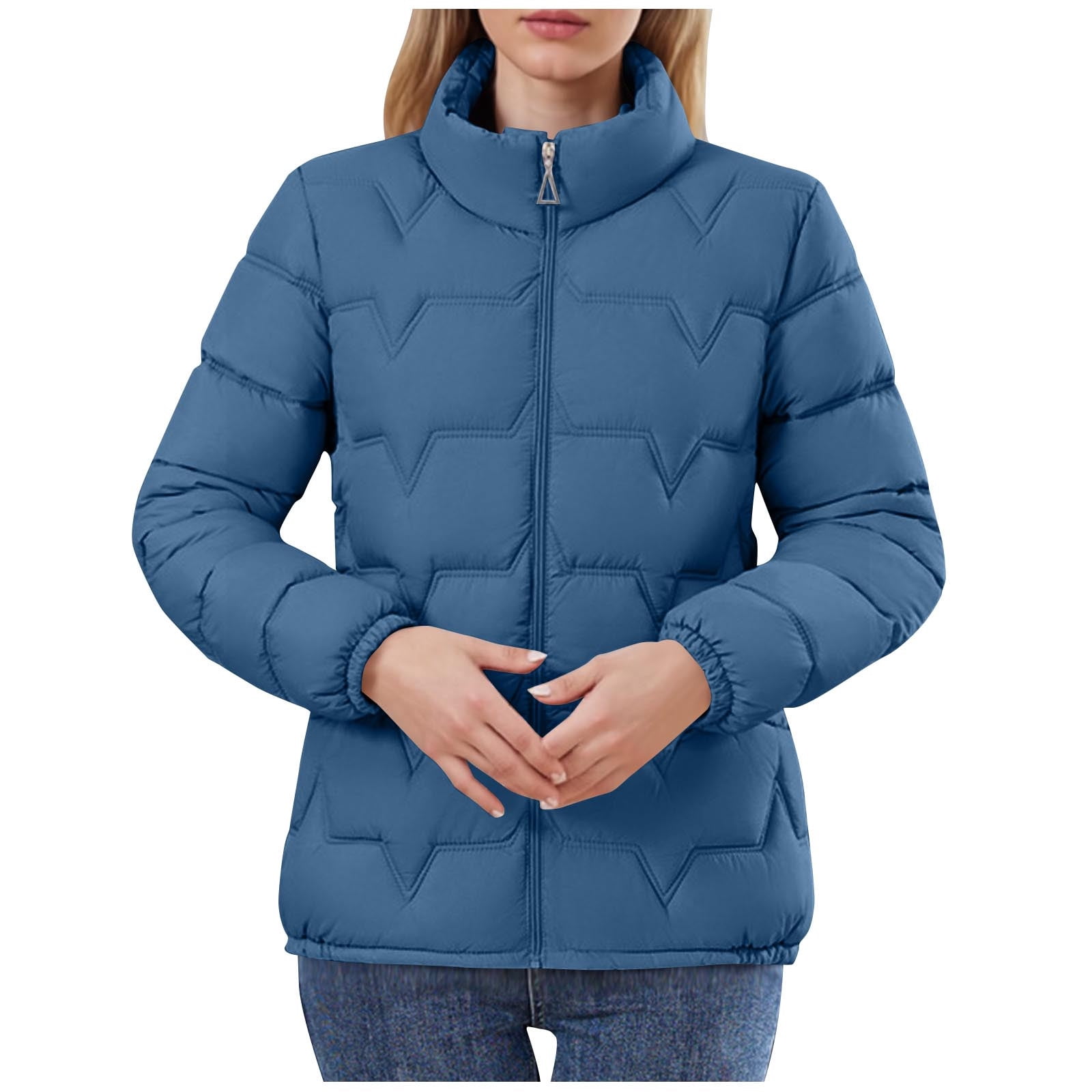 Ailaofu Winter Coats for Women Trendy Thicken Padded Warm Stand Collar ...