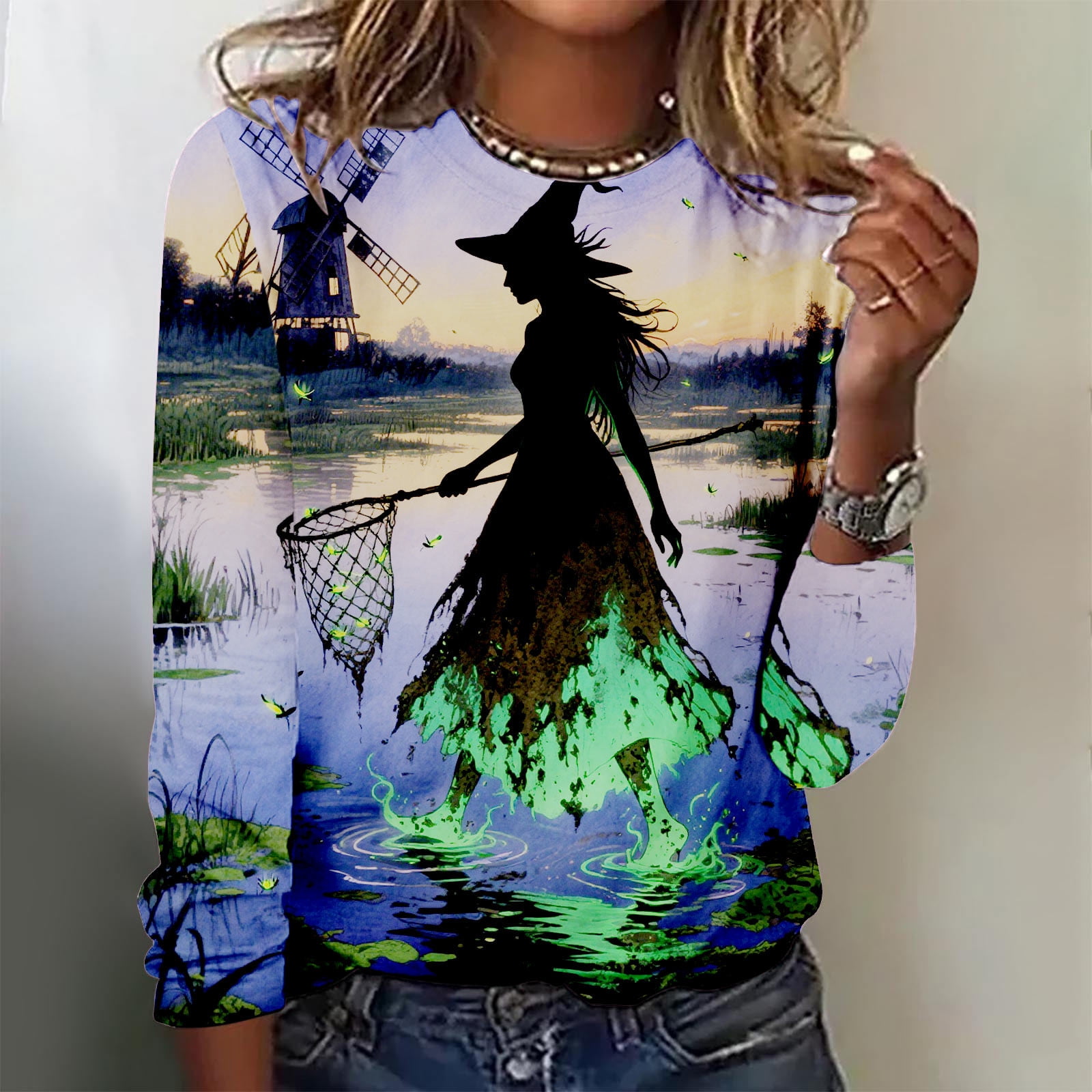Ailaofu Women Midsummer Witches Gather T-Shirt Halloween Witch Party ...