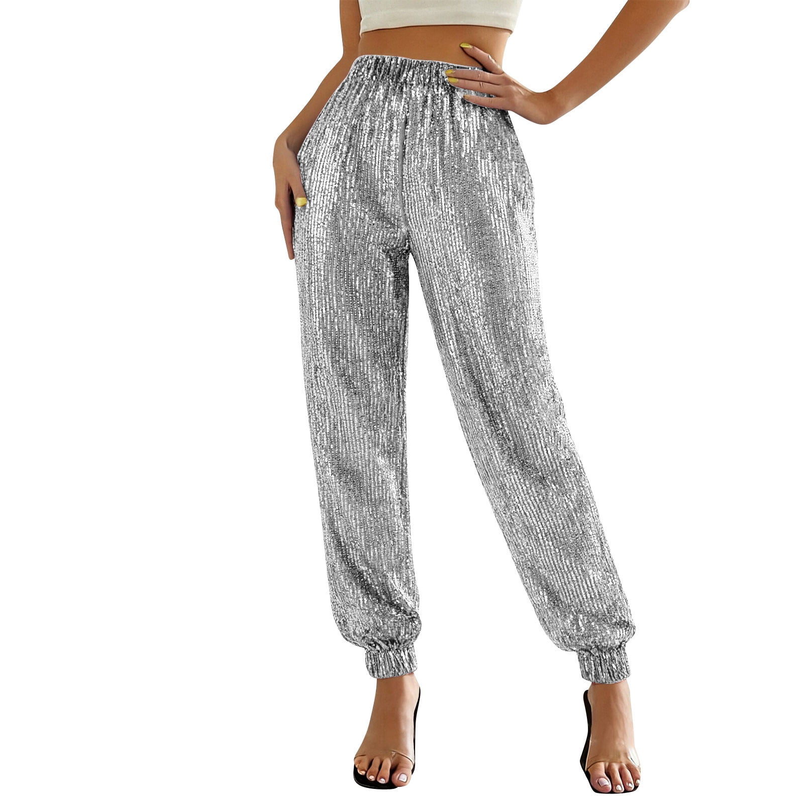 Ailaofu Women Sequin Joggers Bling Party Clubwear Disco Dance Clothes ...