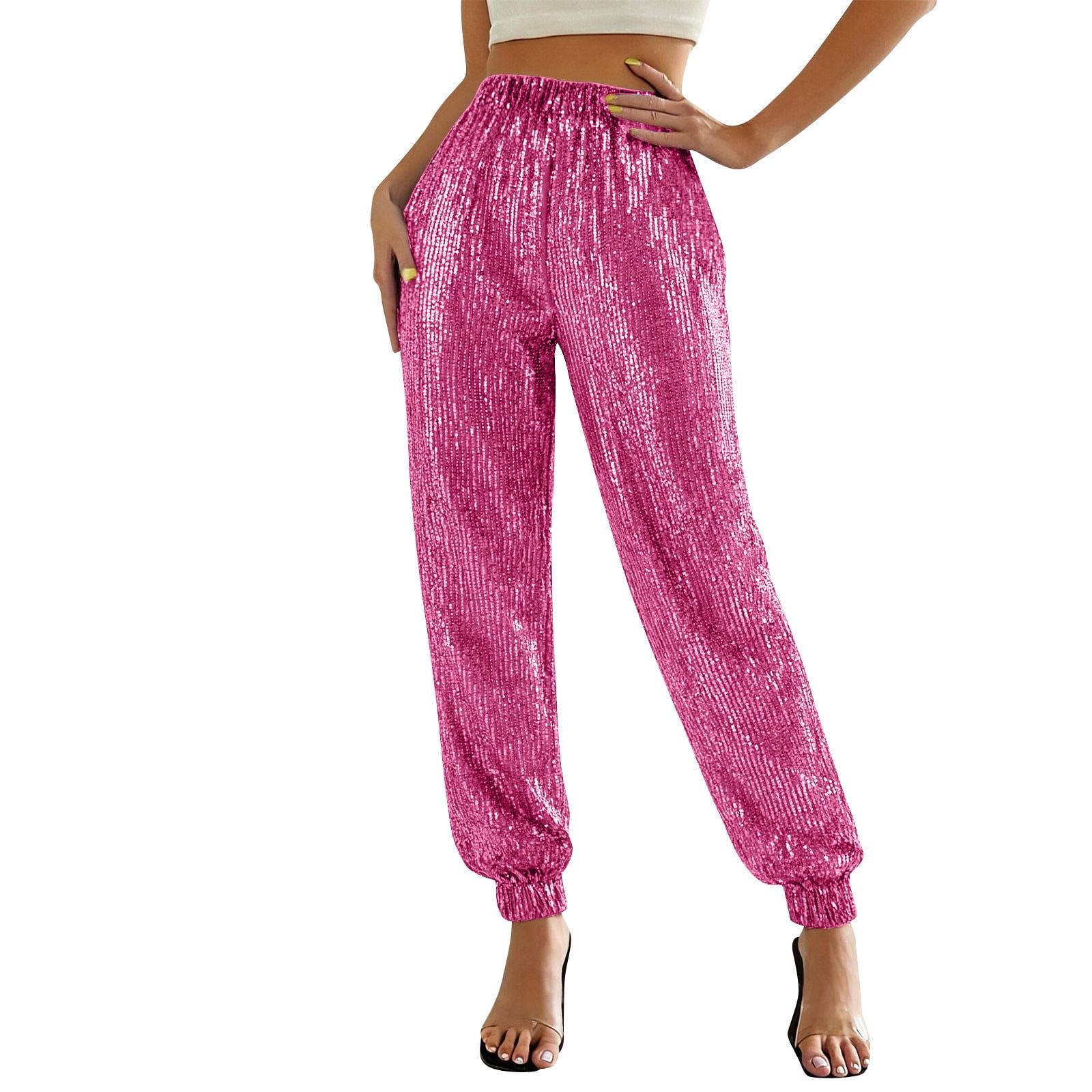 Ailaofu Women Sequin Joggers Bling Party Clubwear Disco Dance Clothes ...