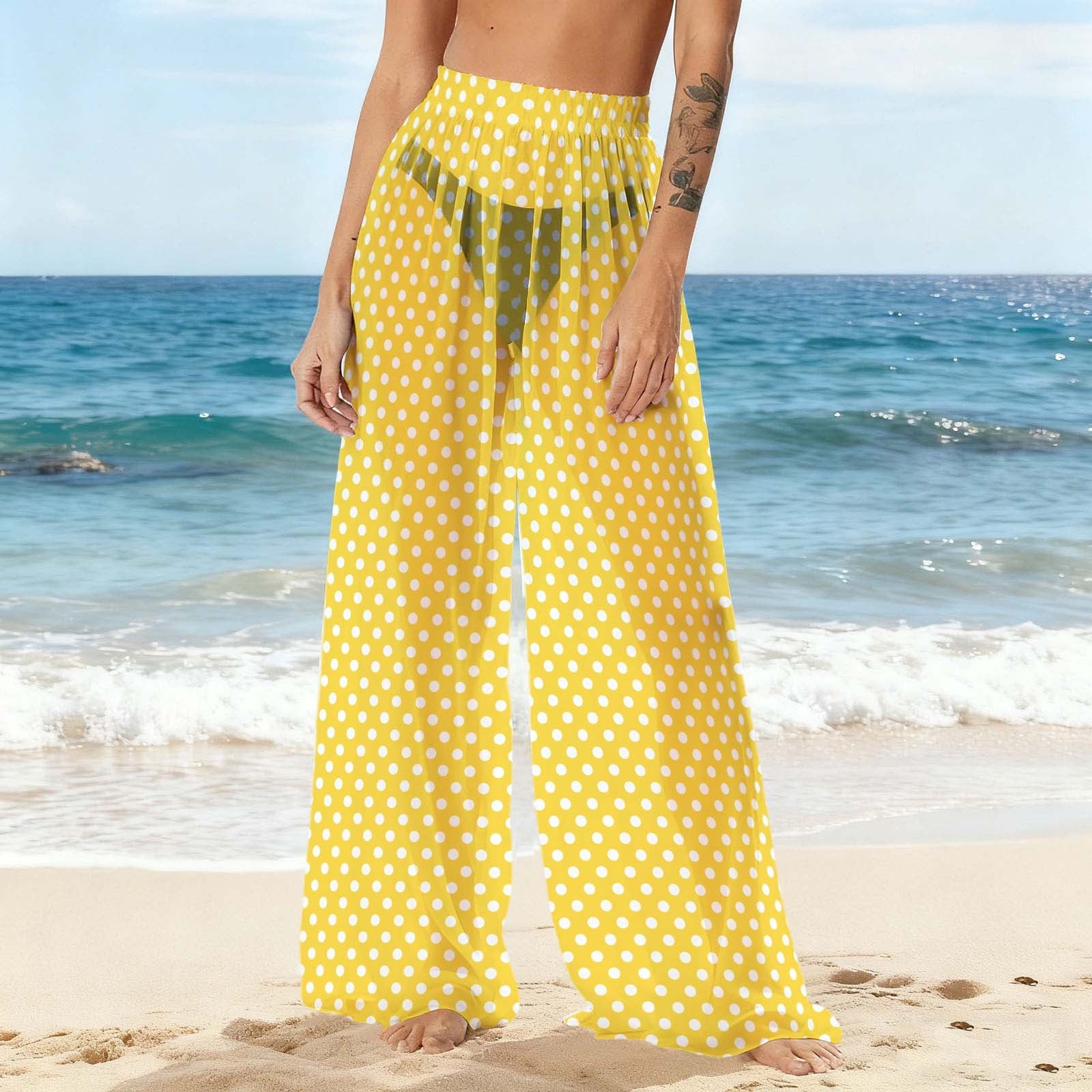 Ailaofu Women Sheer Mesh Pants See Through Bikini Bottom Swimsuit Cover ...