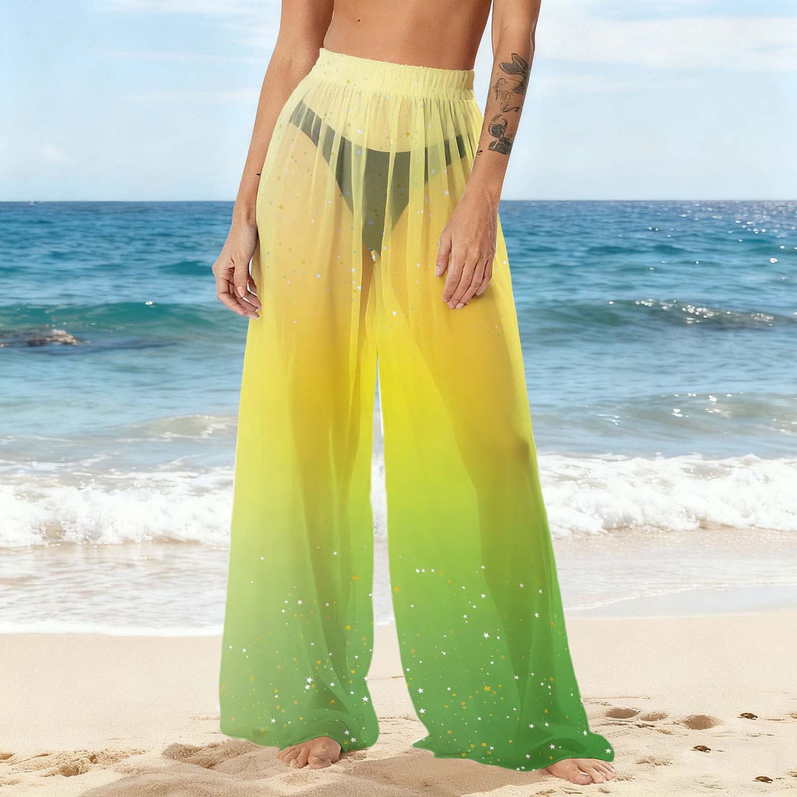 Ailaofu Women Sheer Mesh Pants See Through Bikini Bottom Swimsuit Cover ...
