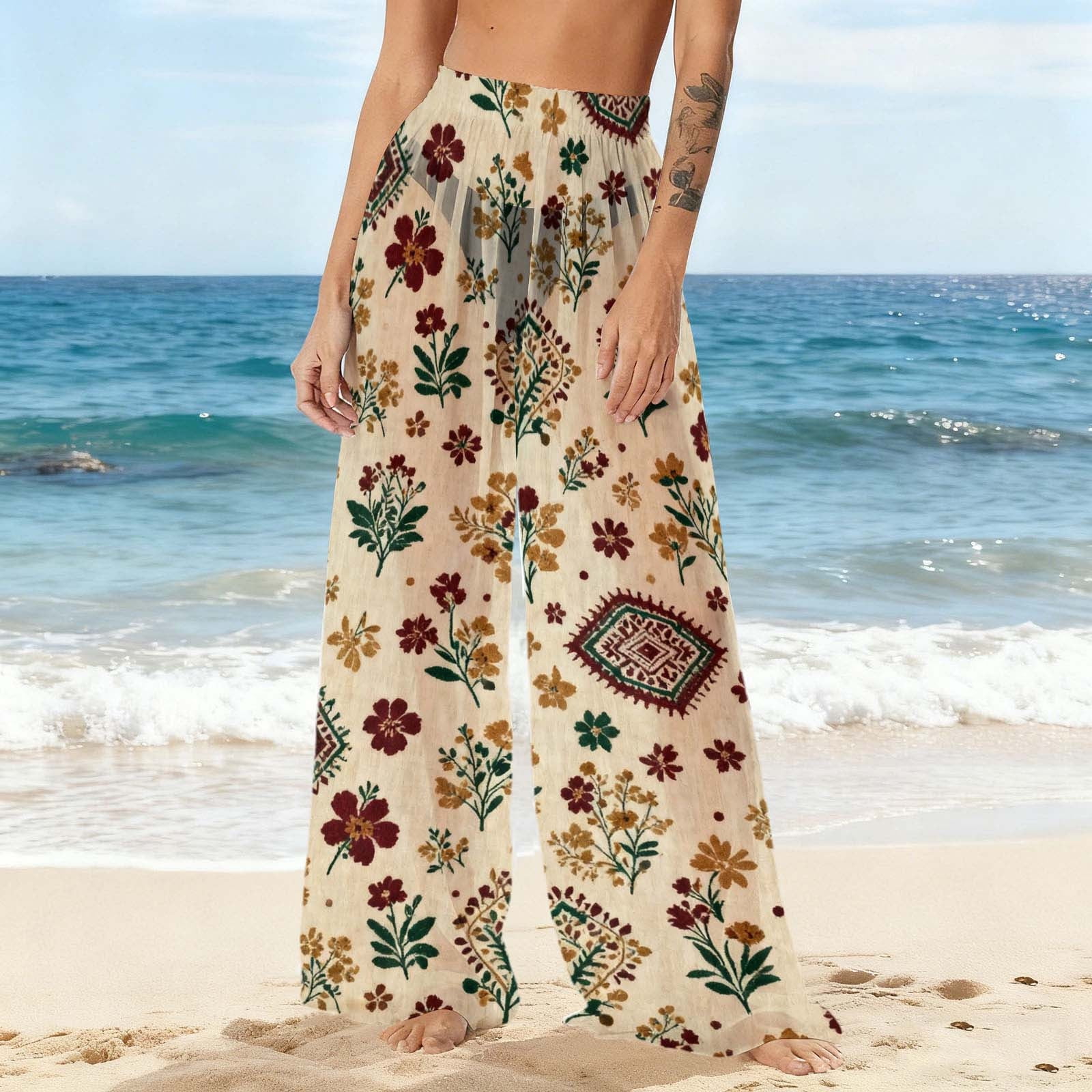 Ailaofu Women Sheer Mesh Pants See Through Bikini Bottom Swimsuit Cover ...