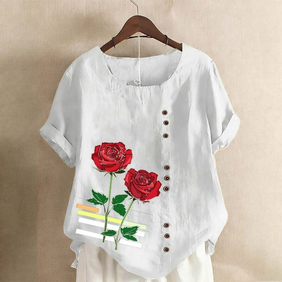 Ailaofu Women Tops 2026 Summer Short Sleeve Breathable Print T Shirts ...