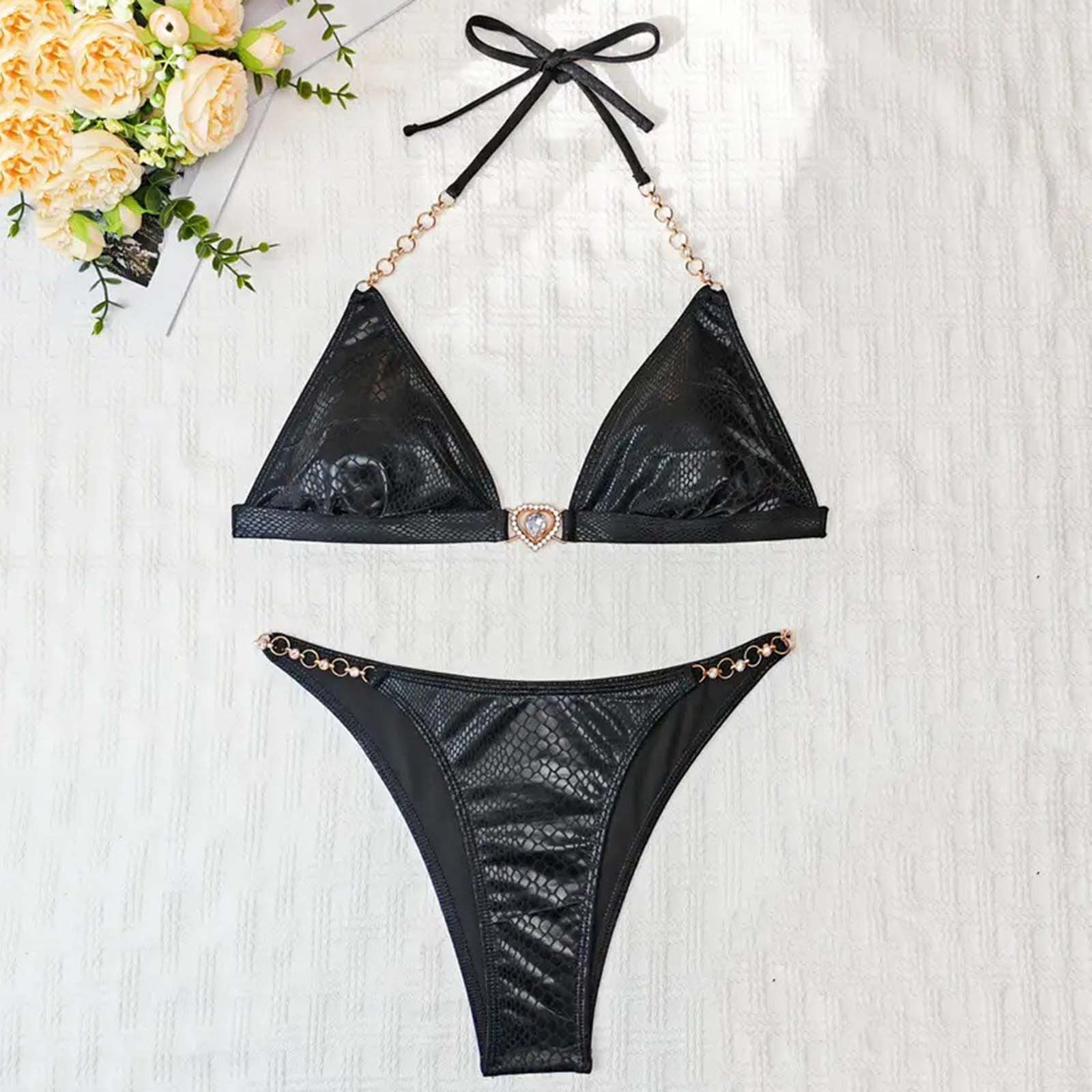 Ailaofu Women's 2 Piece Bikini Set Spaghetti Strap Halter Swimsuit High ...