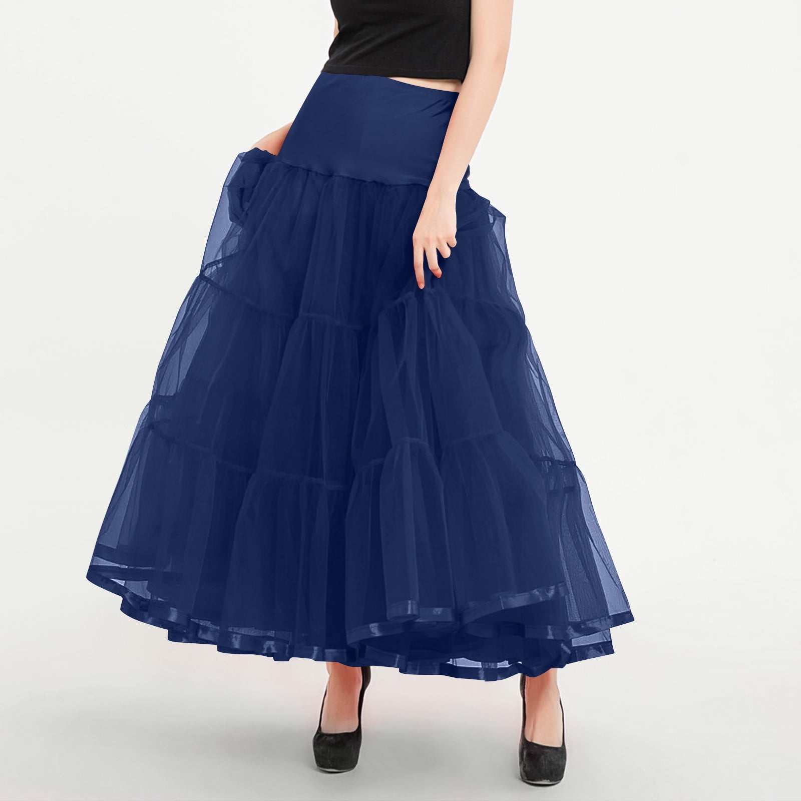 Ailaofu Women's Ankle Length Petticoats Long Plus Size Wedding Slips ...