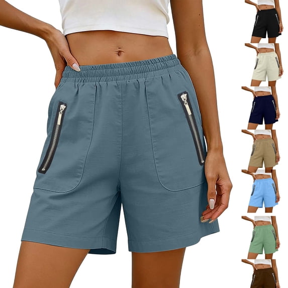 Ailaofu Women's Casual Cargo Shorts, Stylish Zippered Pocket Loose ...