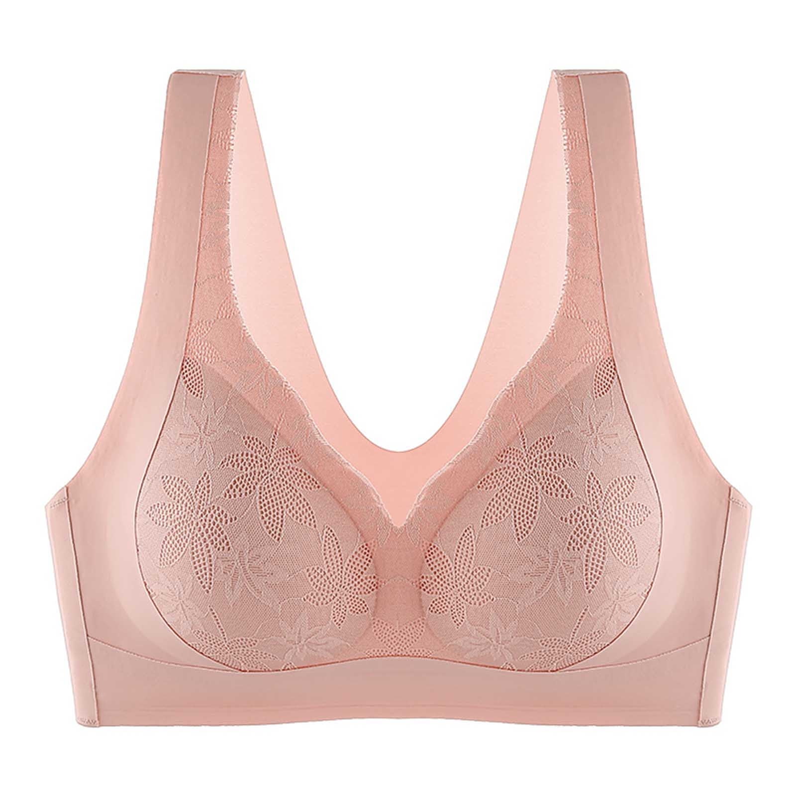 Ailaofu Women's Front Button Rims-Free Bralette Floral Lace Stitching ...