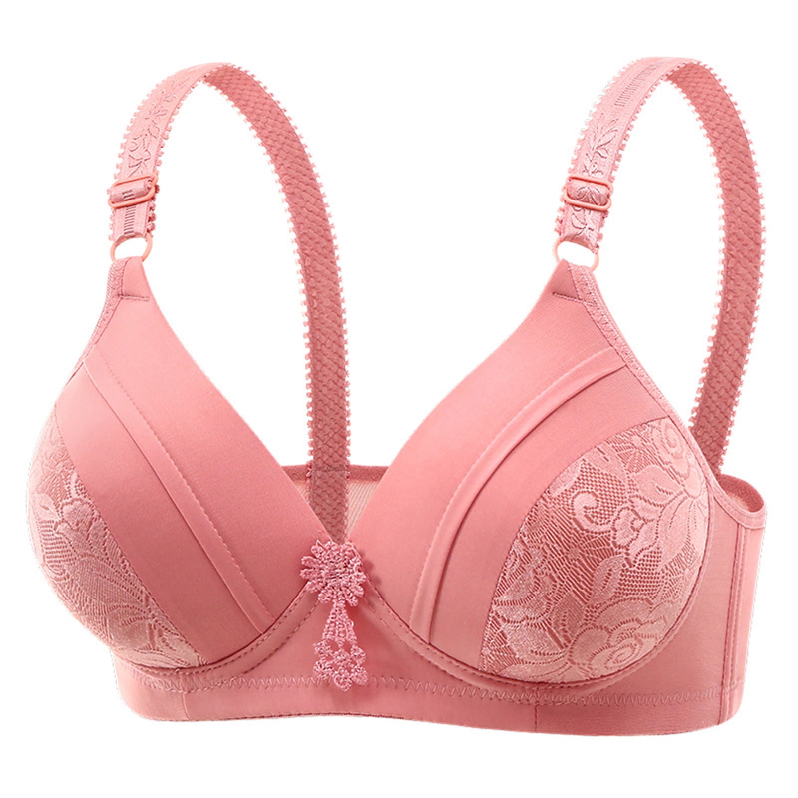 Ailaofu Women's Front Button Rims-Free Bralette Floral Lace Stitching ...
