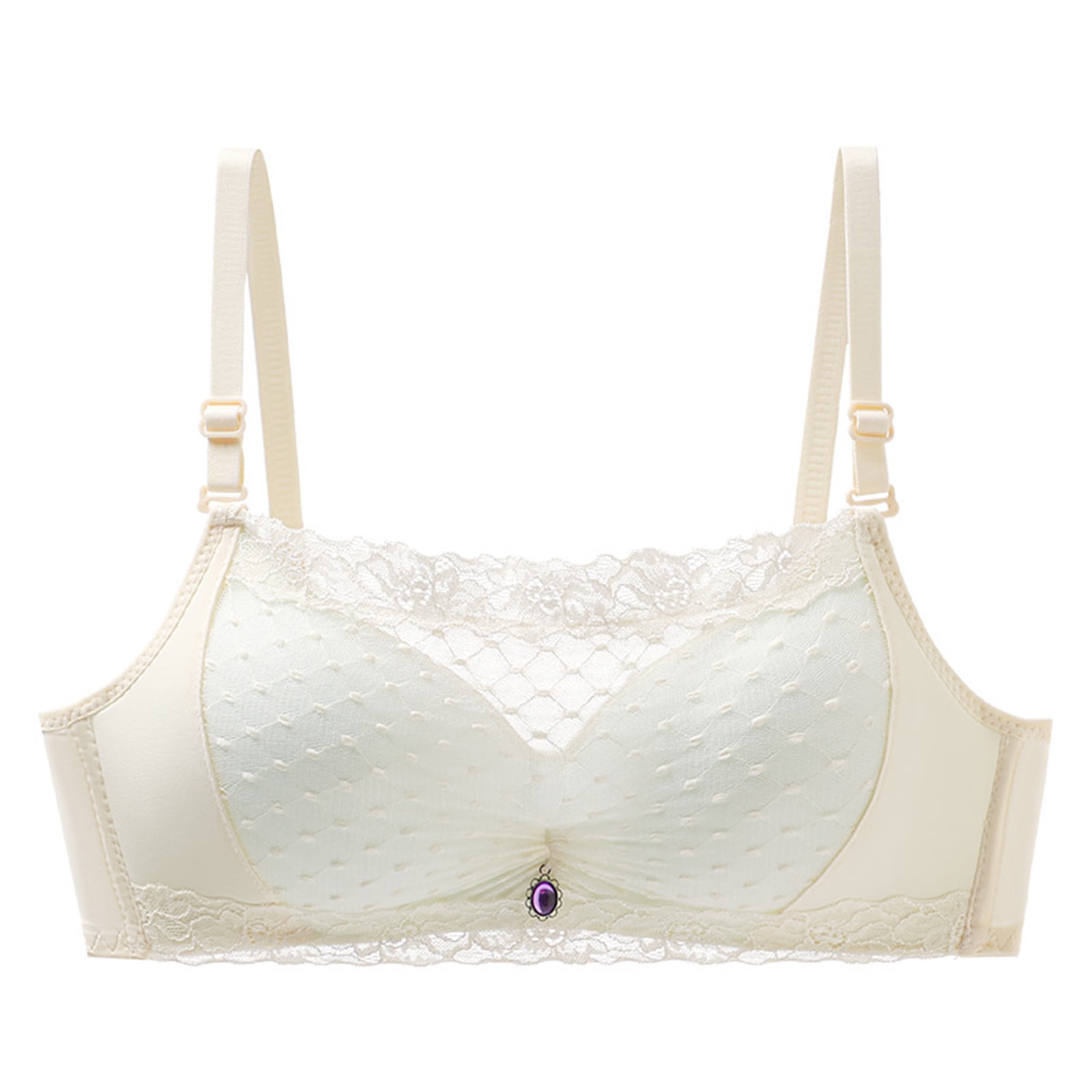 Ailaofu Women's Front Button Rims-Free Bralette Floral Lace Stitching ...