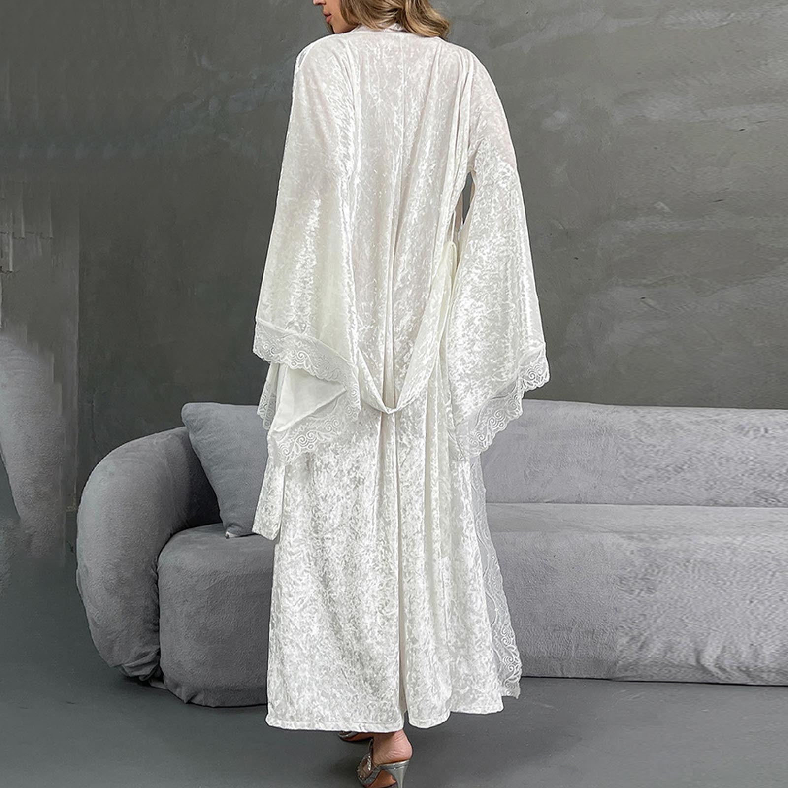 Ailaofu Women's Long Velvet Robe Soft Warm Bathrobe Red Black Winter ...