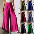 Ailaofu Women's Solid Color Pleated Wide Leg Long Trousers, High Rise ...