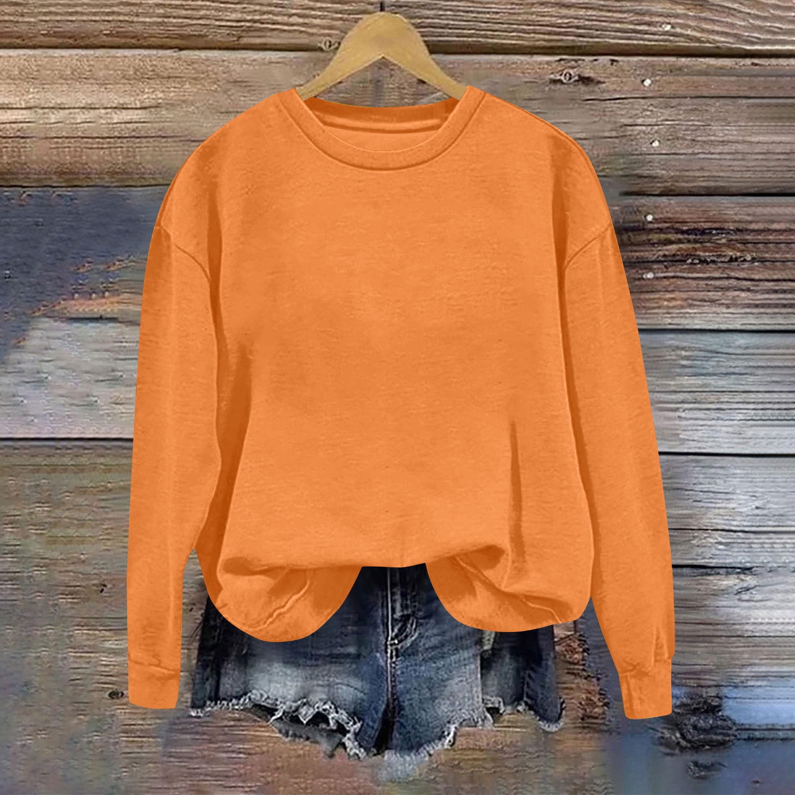Ailaofu Women's Solid Crew Neck Long Sleeve Pullovers Drop Shoulder ...