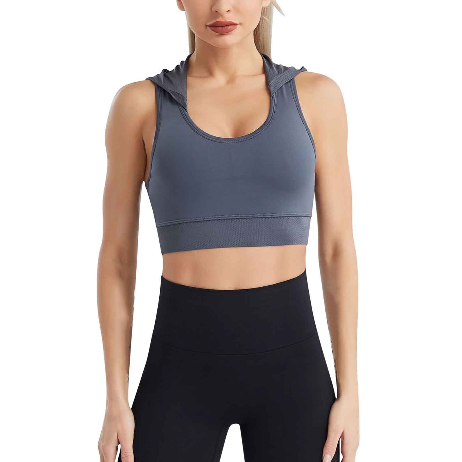 Ailaofu Women's Sports Bra Hooded Design Padded Support Comfort Yoga ...