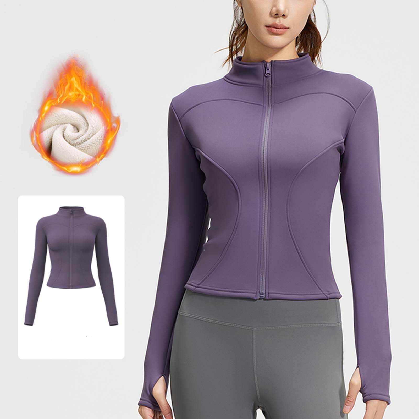 Ailaofu Women's Workout Jacket Lightweight Zip Up Yoga Jacket Cropped ...