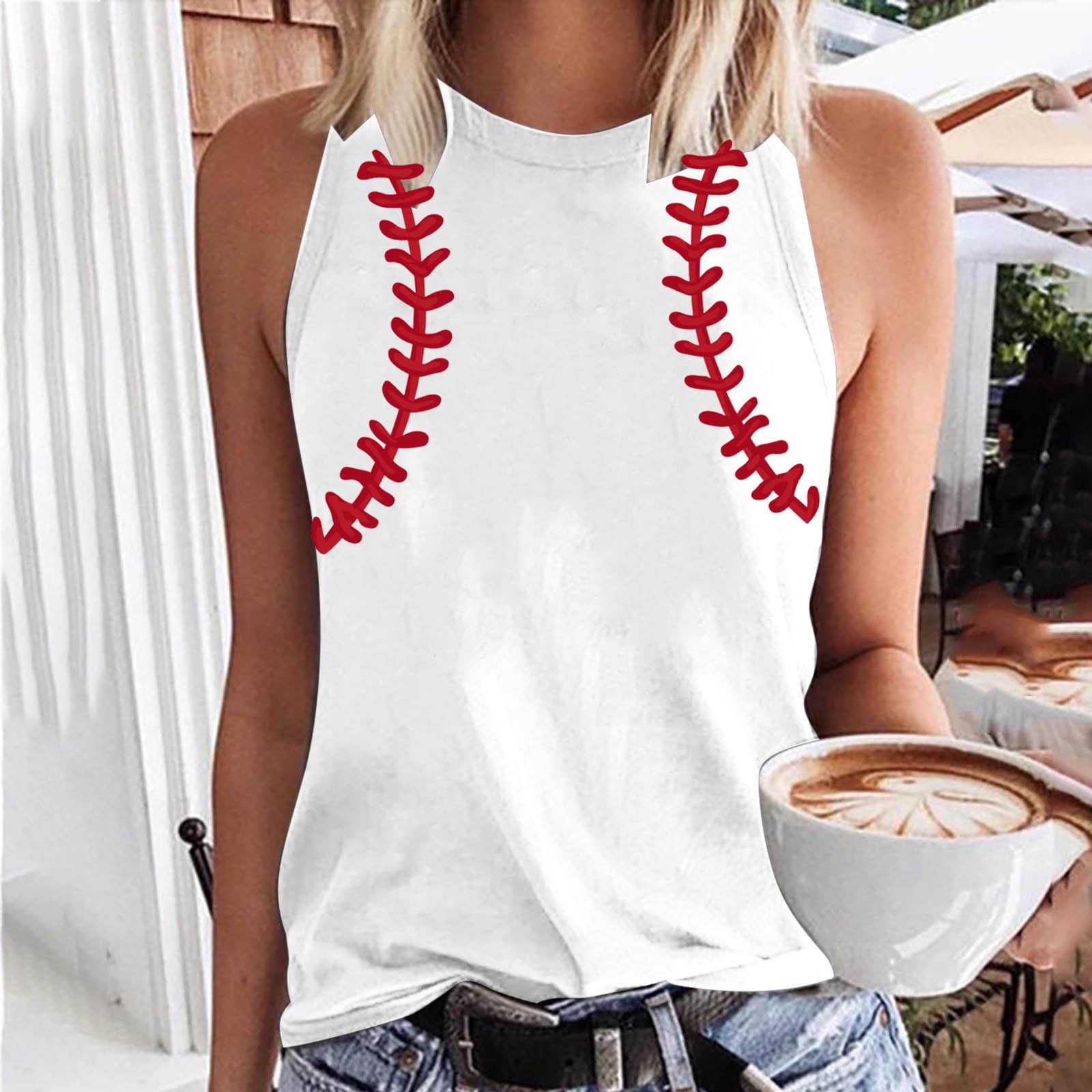 Ailaofu Womens 2026 Summer Football Baseball Tank Tops Game Day Tee ...