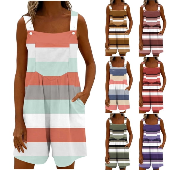 Ailaofu Womens Fashion Prints Sleeveless Overalls Shorts Adjustable ...