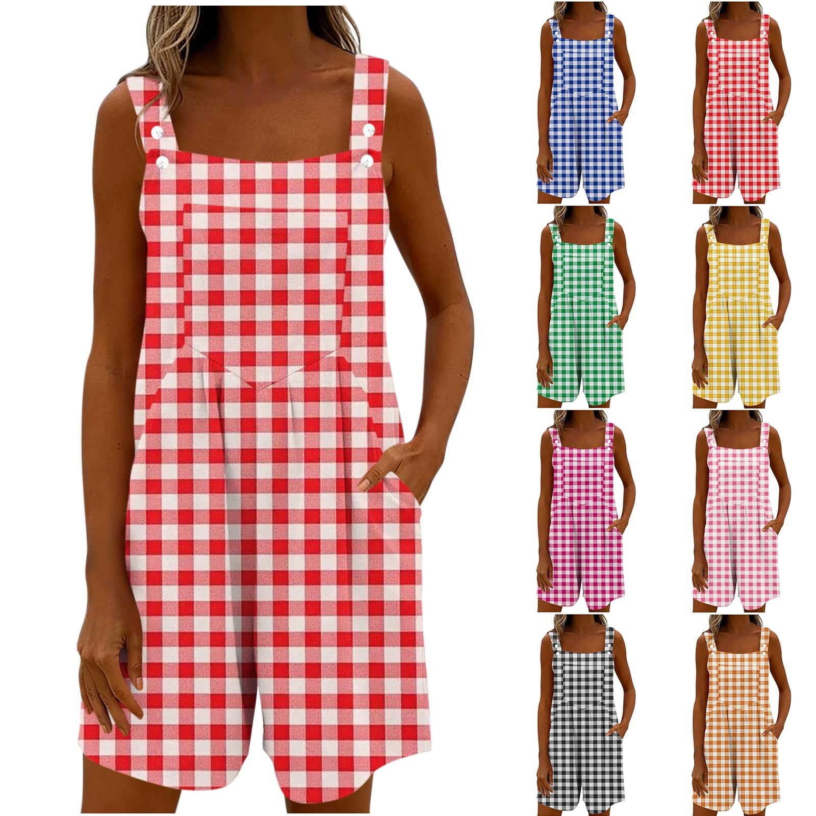 Ailaofu Womens Fashion Prints Sleeveless Overalls Shorts Adjustable ...