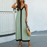 Ailaofu Womens Maxi Dress 2026 Summer Sundress V Neck Spaghetti Strap ...