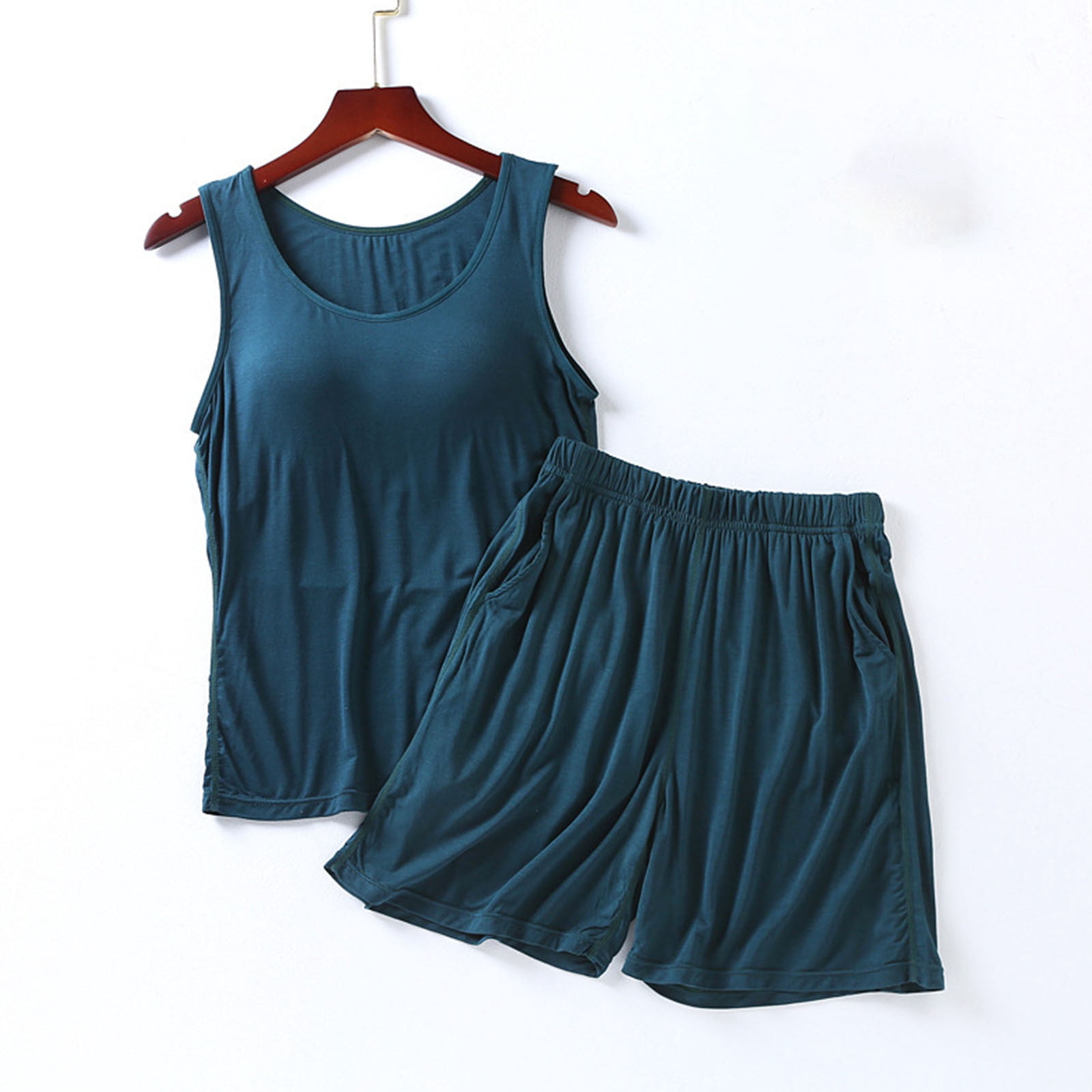 Ailaofu Womens Pajamas Sets Built in Bra Casual Short Sleeve Shirts ...
